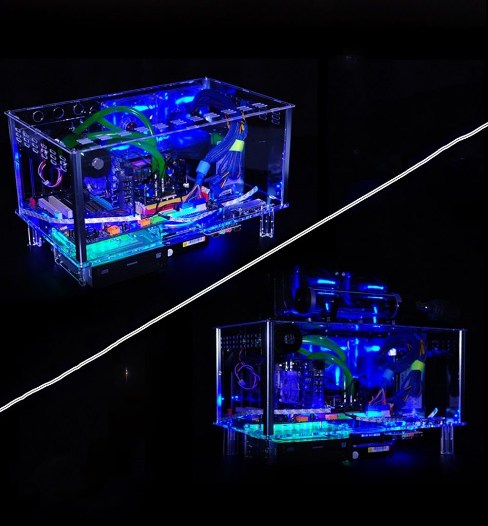MicroATX スケルトン 横置き アクリル デスクトップ 水冷PCケース - Disk House